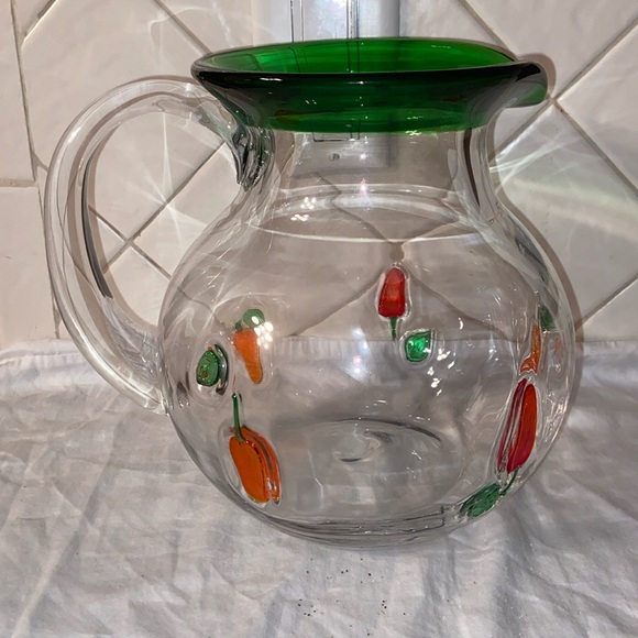 unknown | Other | Rare Hand Blown Glass Pitcher Red Orange Chili ...